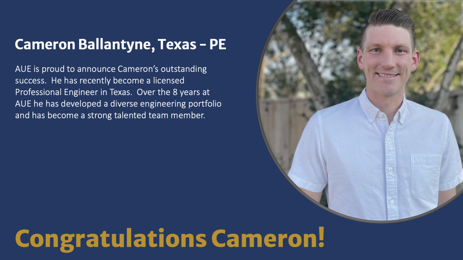 Congratulations Cameron!